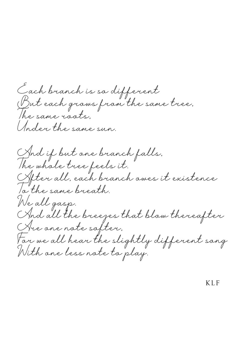 THE SAME TREE Grief Poem Print, Poem About Loss and Death, Loss of ...