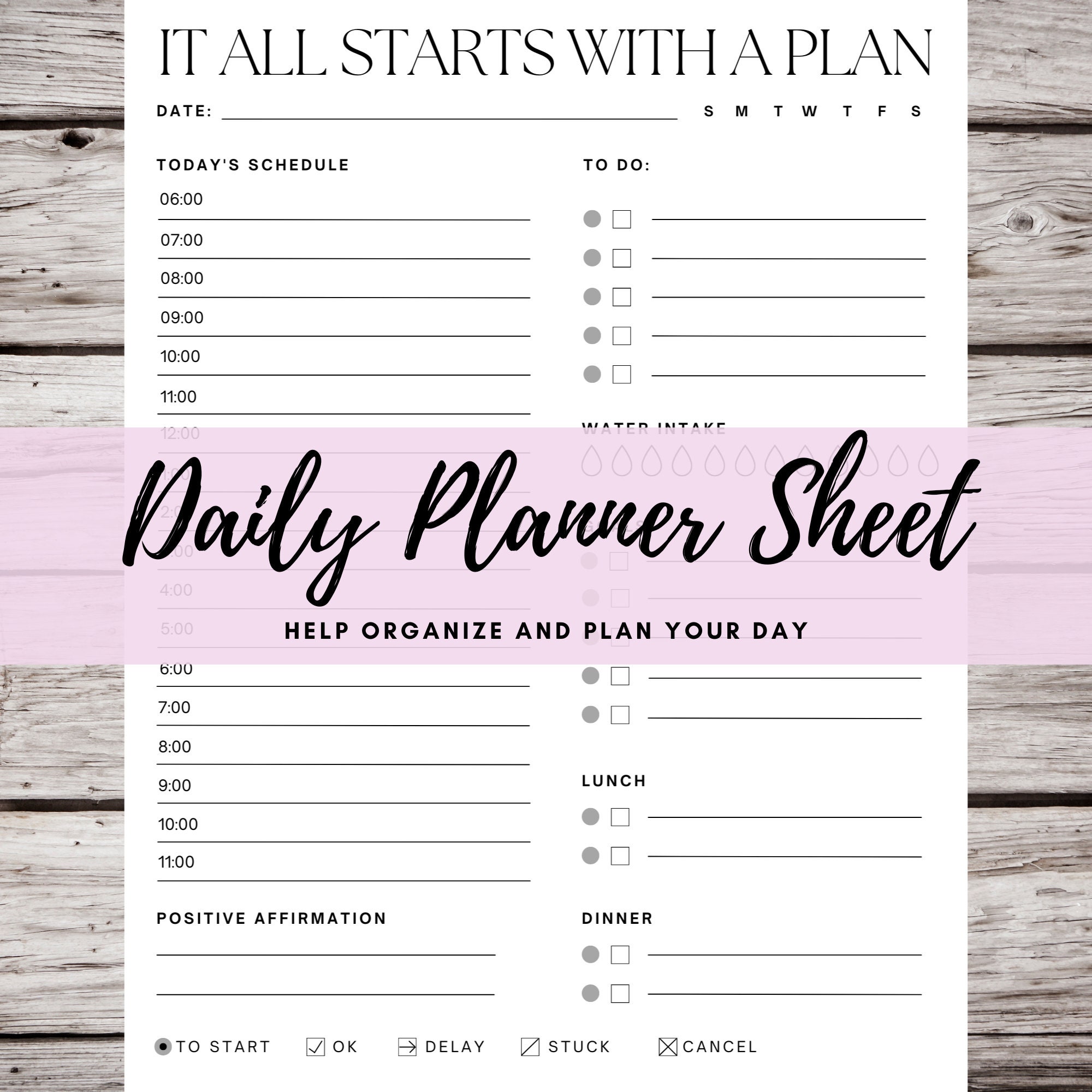 Simple Daily Planner Page / Printable Planner / Planner Page / Daily ...