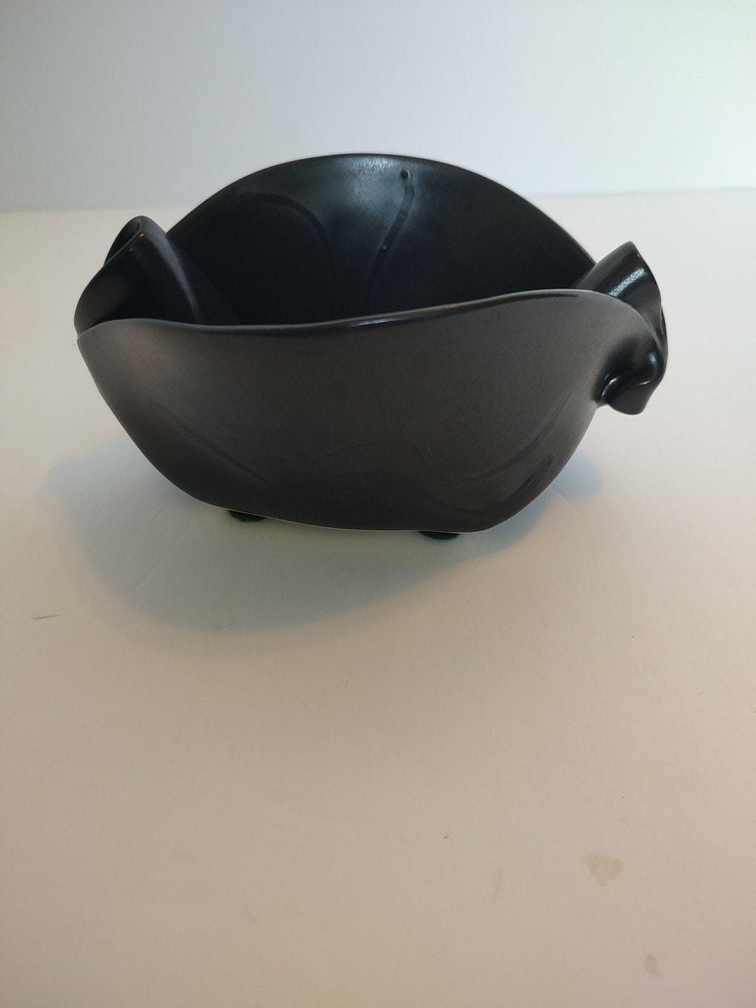 Hilborne Pottery Dish Pinch Pot Ebony Glaze Matte Signed 7" Cambridge ...