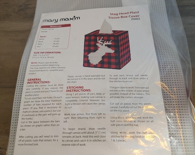 Mary Maxim Stag Head Tissue Box Cover Plastic Canvas Kit - Etsy