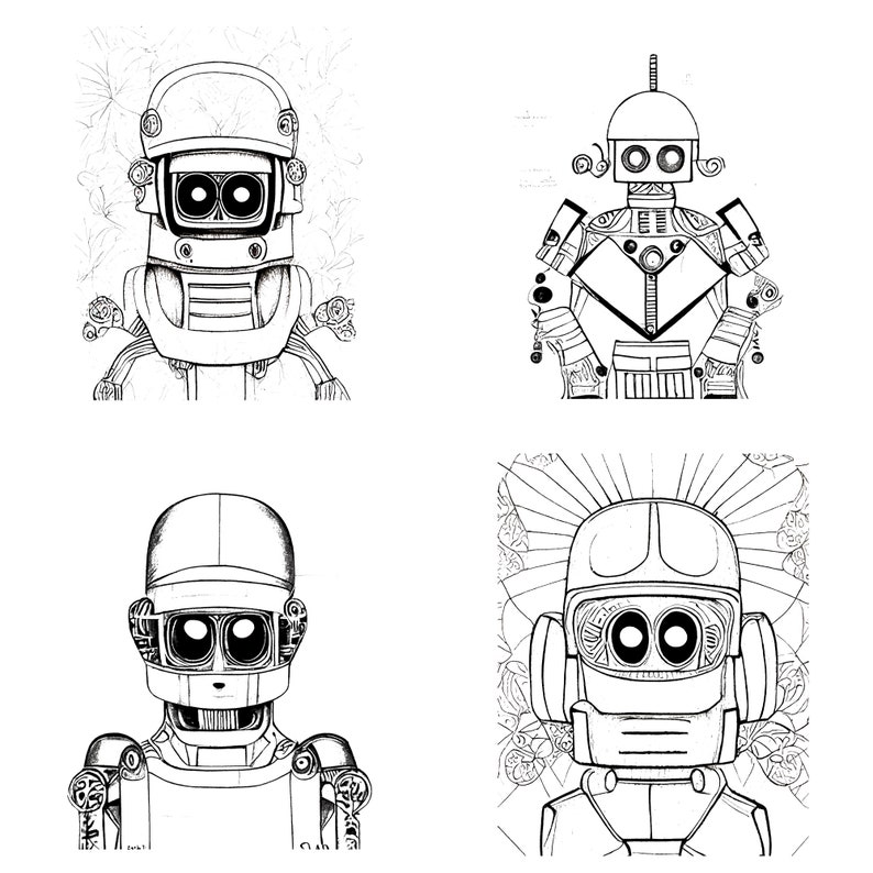 19 Printable Robot Themed Coloring Book Pages - Etsy