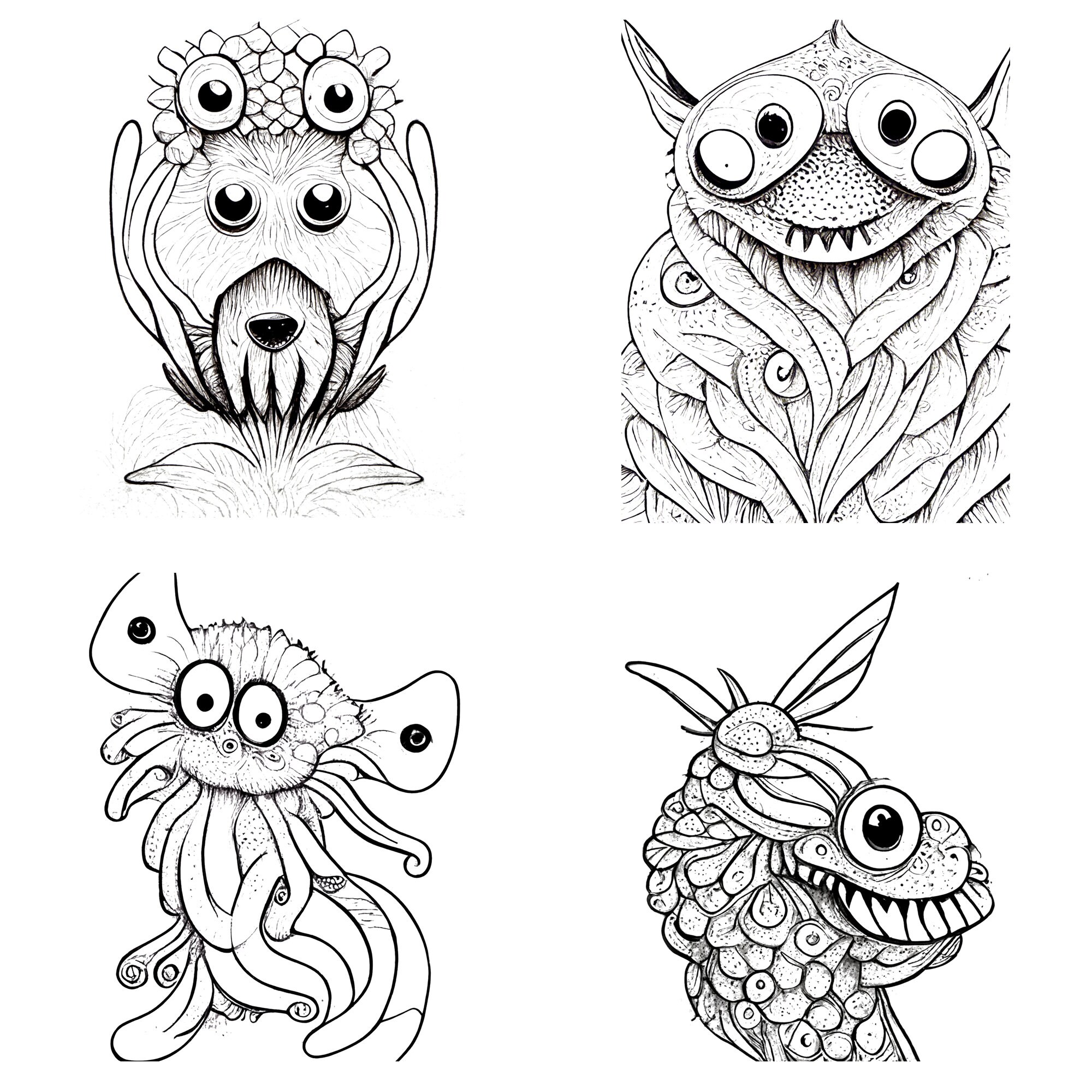16 Printable Creature Themed Coloring Book Pages - Etsy