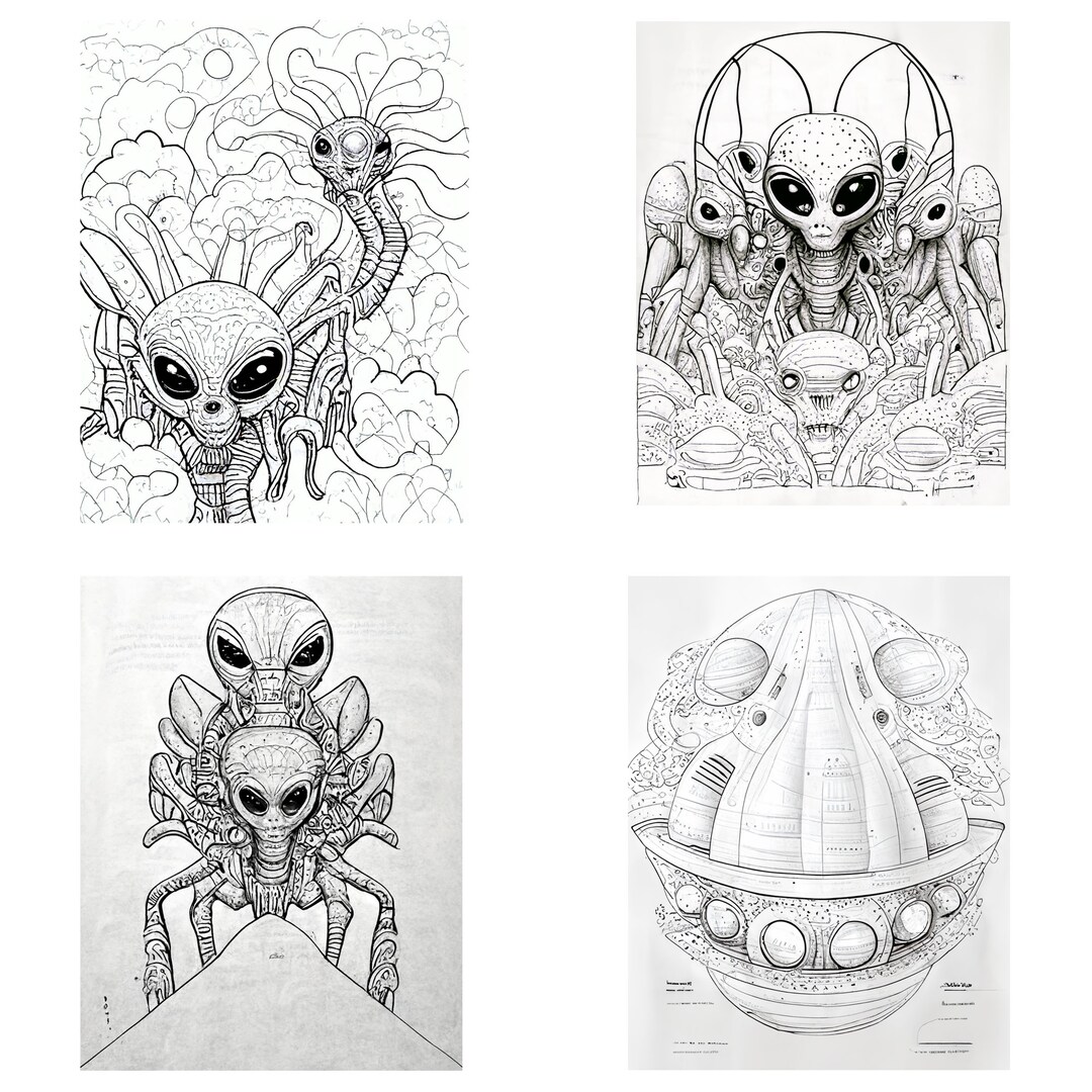 16 Printable Alien Themed Coloring Book Pages - Etsy