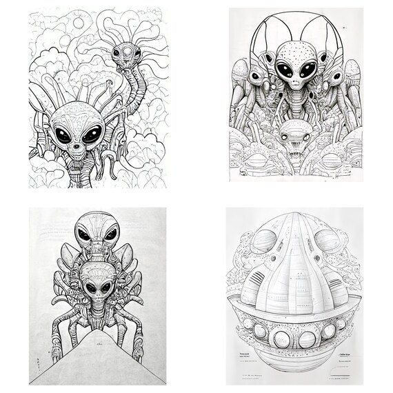 16 Printable Alien Themed Coloring Book Pages - Etsy