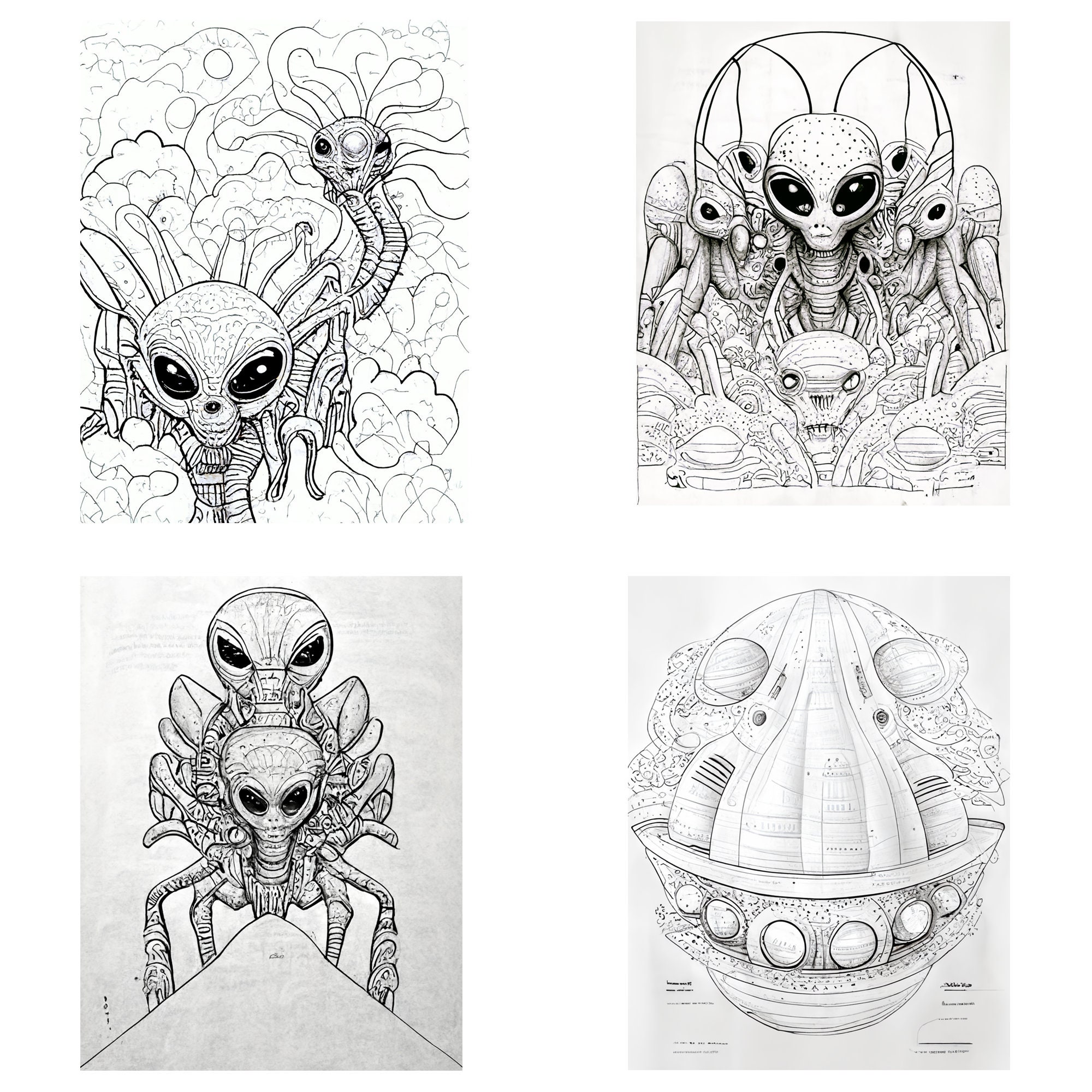 16 Printable Alien Themed Coloring Book Pages - Etsy
