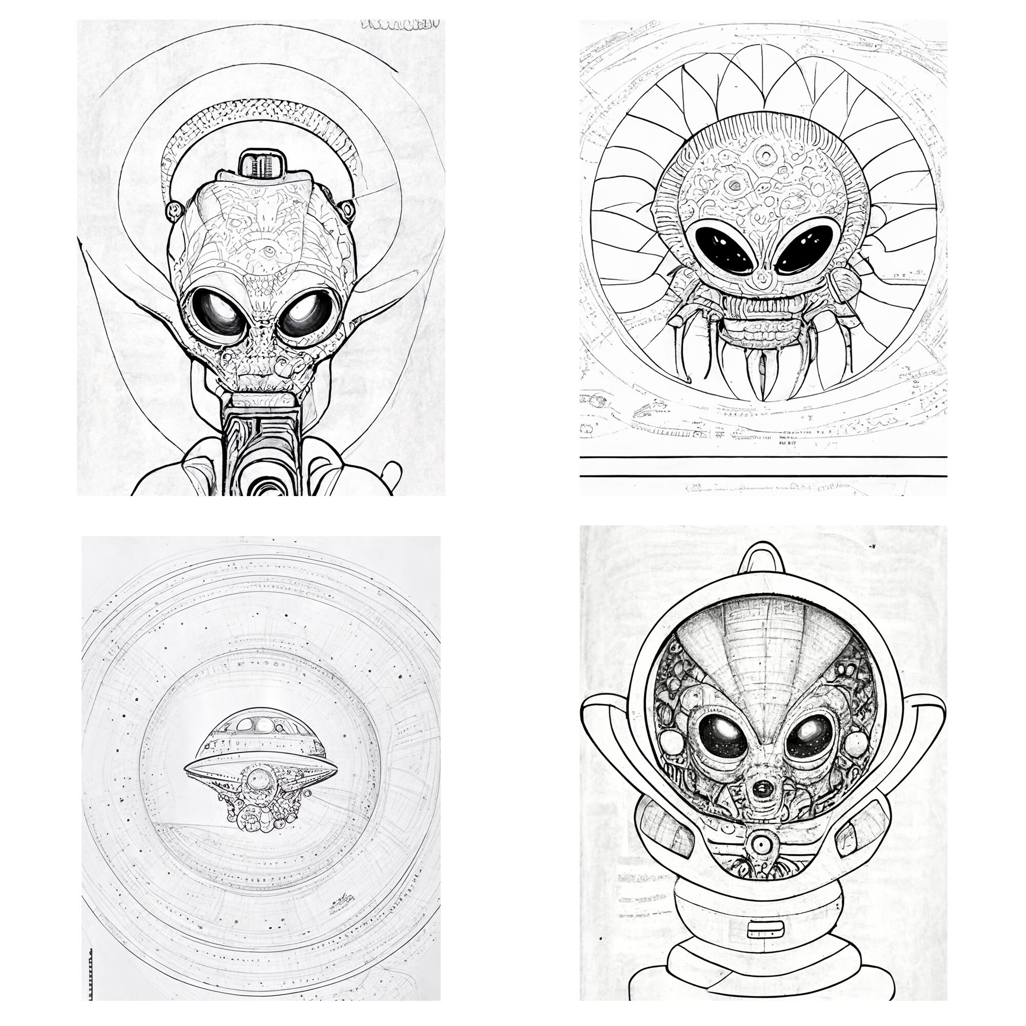 16 Printable Alien Themed Coloring Book Pages - Etsy