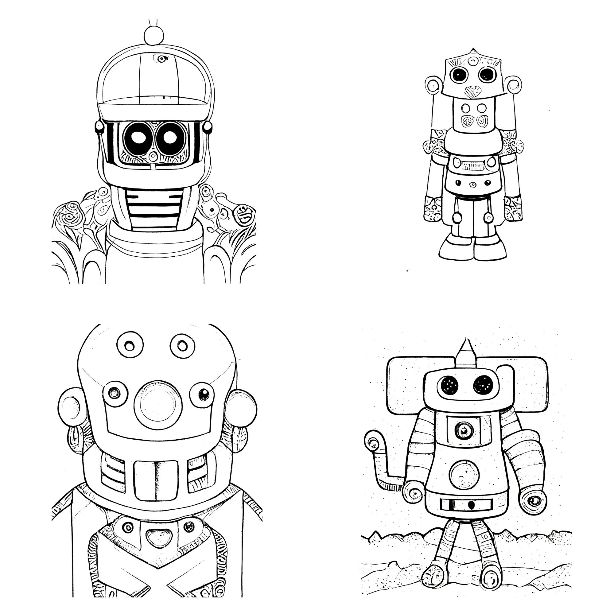 19 Printable Robot Themed Coloring Book Pages - Etsy
