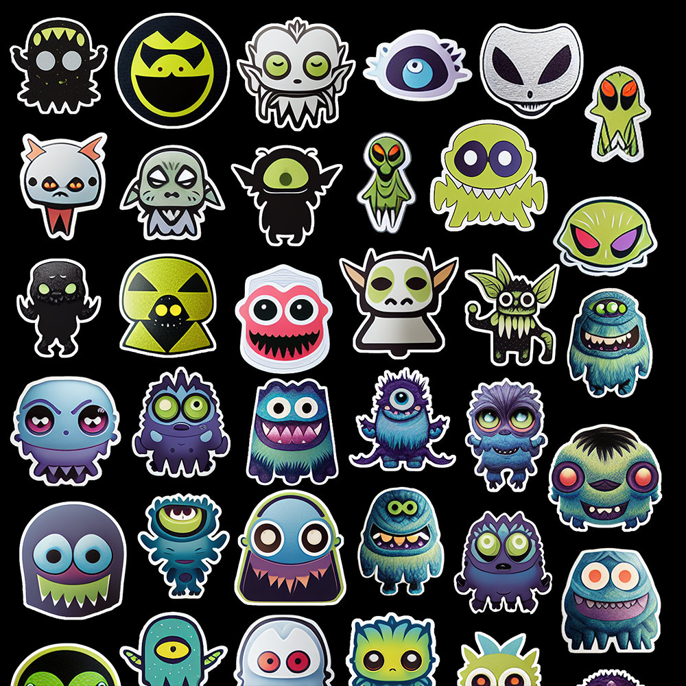 40 Monster Stickers Downloadable PNG Sticker Sheet - Etsy
