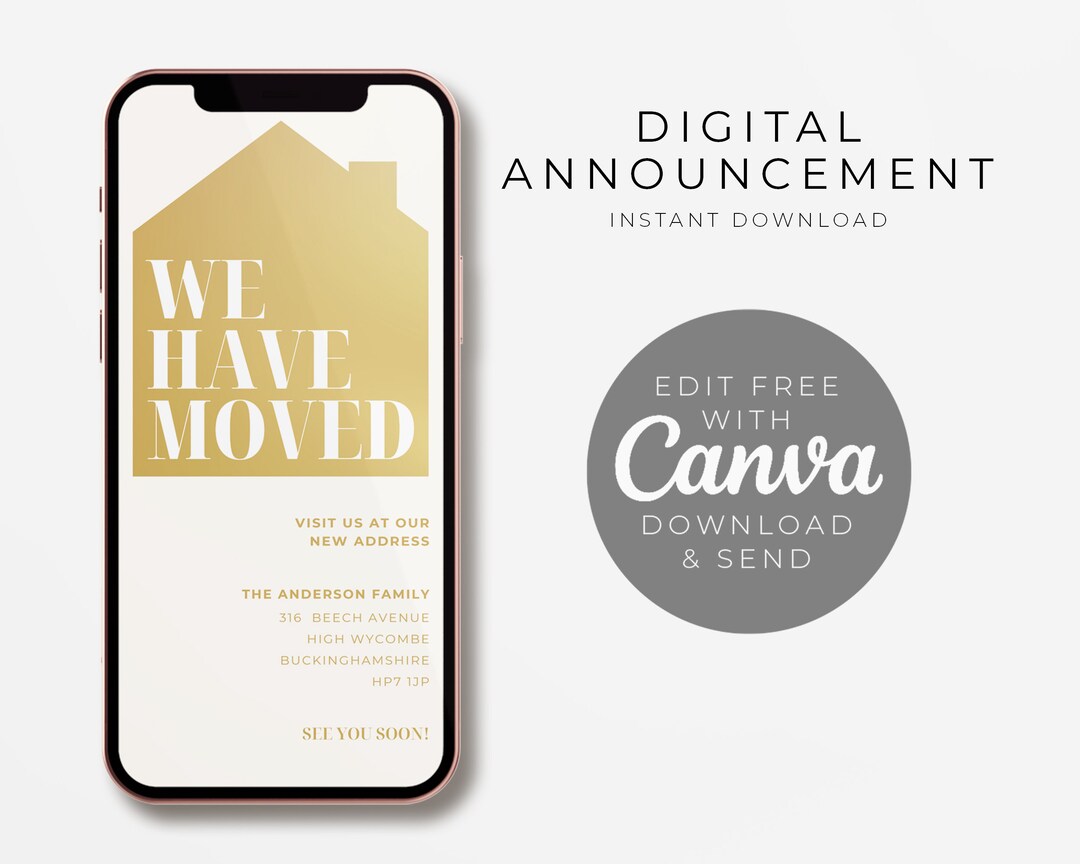 We Have Moved, Moving Announcement Digital Mobile Template, New Address ...