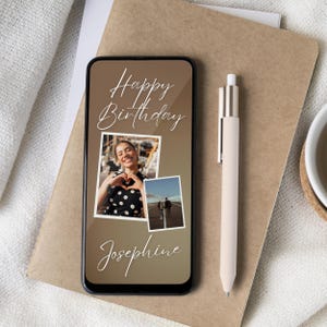 Animated Photo Birthday Card Template for Mobile Phone. Contemporary ...