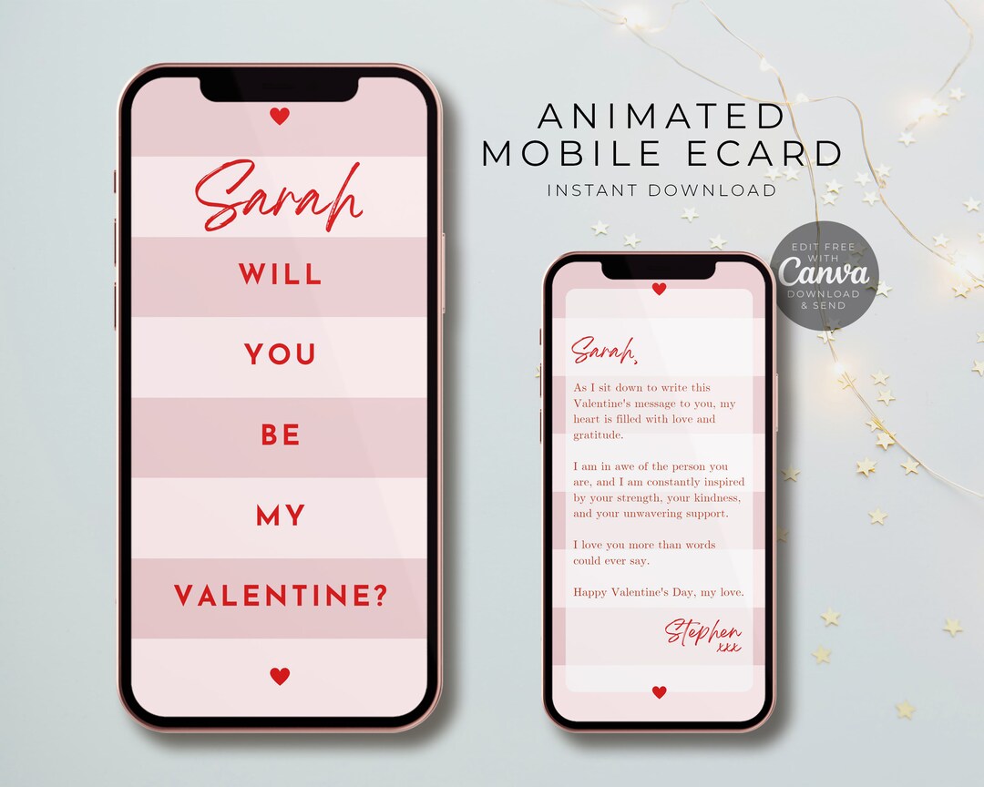 Animated Valentine's Day E-card Template: Editable Canva Design ...