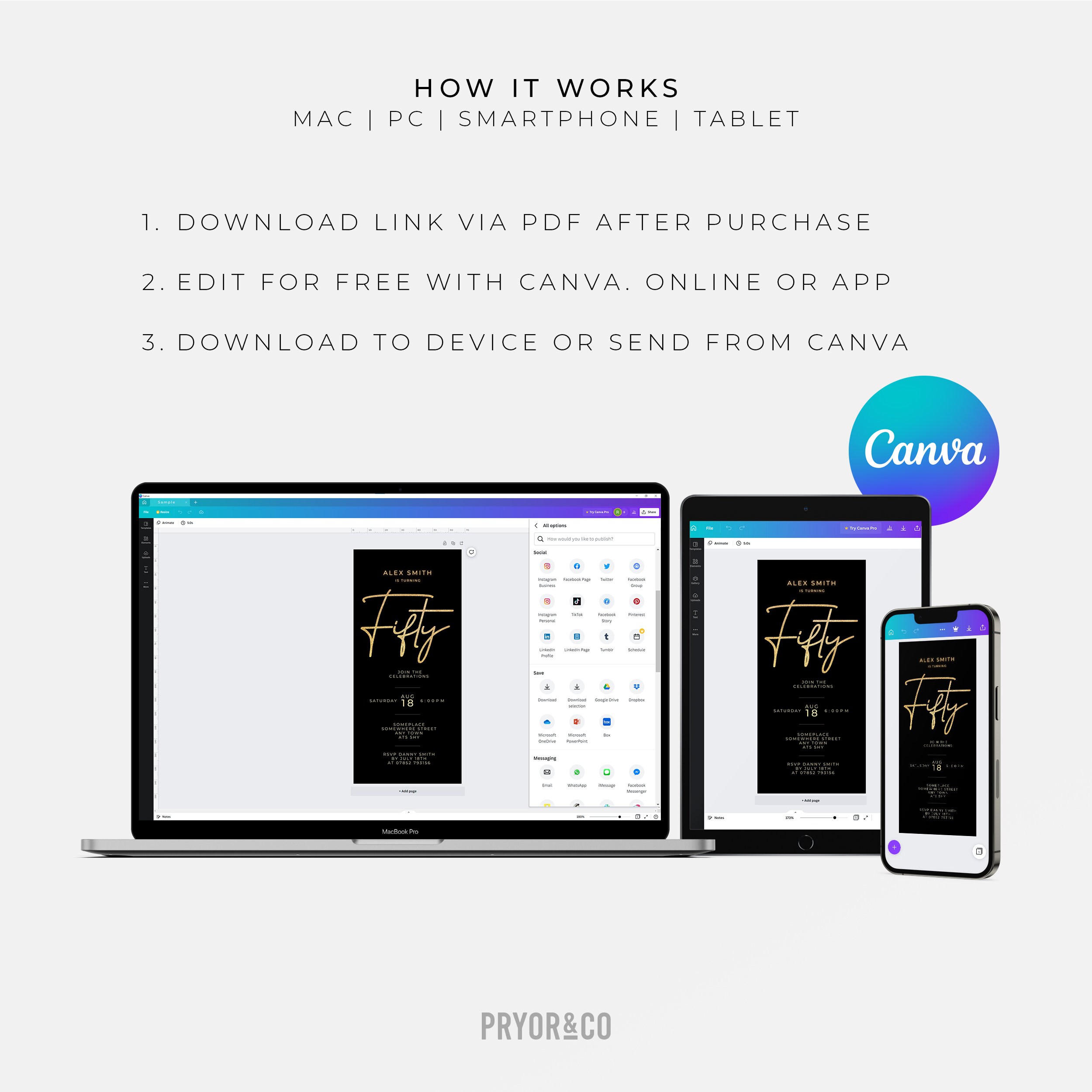 Fifty, 50th, Birthday Invite, Evite, E-invite, Invitation Template ...