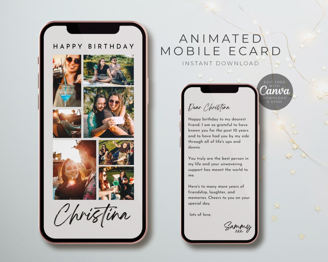 Animated Photo Collage Birthday Card Template for Mobile Phone ...