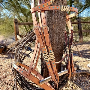 Rawhide With Turquoise Studs Sliding One Ear Horse Bridles - Etsy