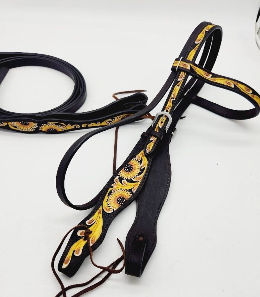 Sunflower Browband Headstall Hand-painted Horse Bridles Heavy Duty ...