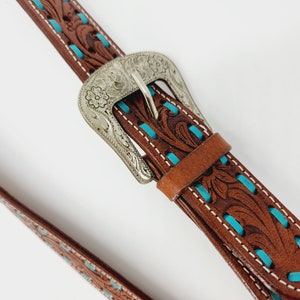 Turquoise Belt Style Split Ear Headstall With Tooling - Etsy