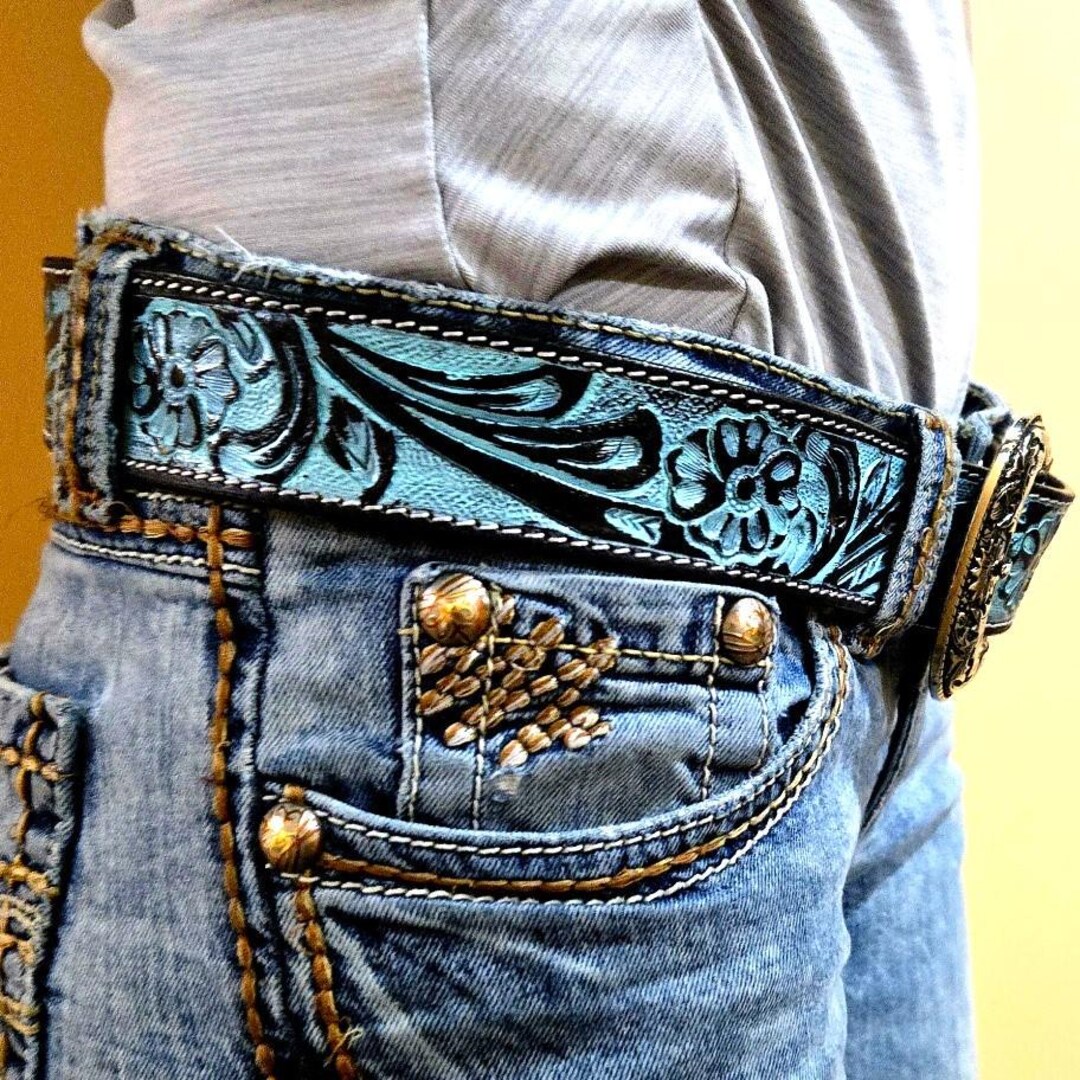 Leather Belt - Ocean Drift Western Belt - Etsy