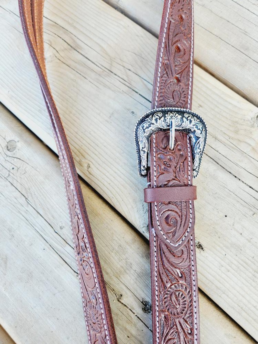 Belt Style Split Ear Headstall With Tooling- Horse Bridles - Heavy Duty ...
