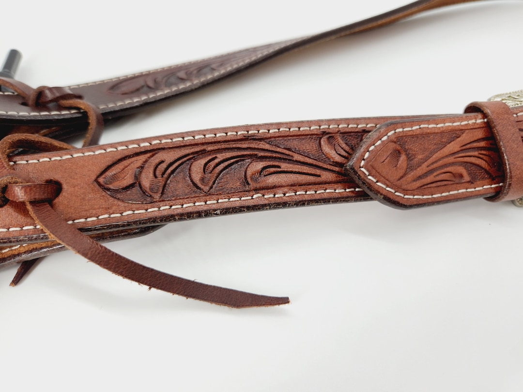 Belt Style Split Ear Headstall With Tooling Horse Bridles Heavy Duty ...