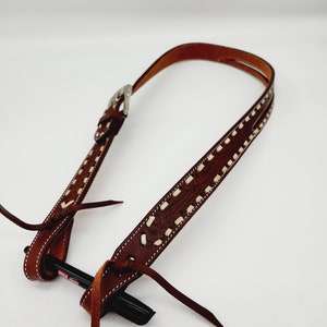 White Buckstitch Split Ear Leather Headstall Horse Bridles Heavy Duty ...