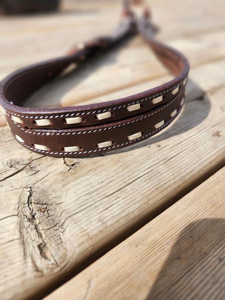 Argentina Leather- White Buckstitch Split Ear Headstall - Western ...