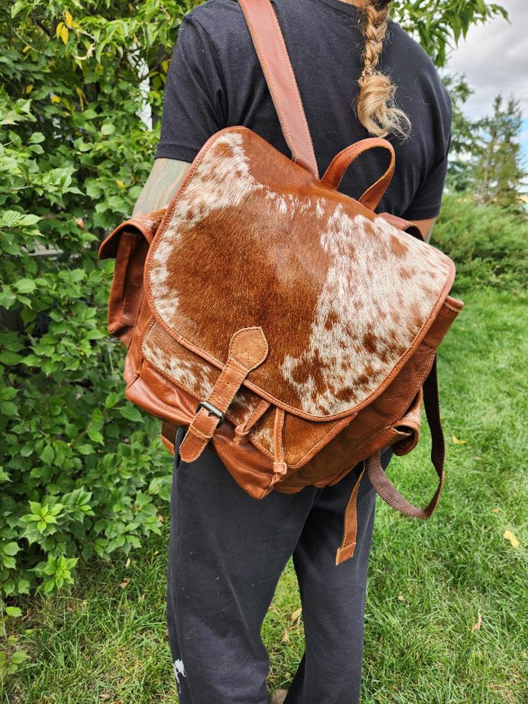 Leather Backpack- Texas Longhorn- Light Brown Leather - Rustic Western ...