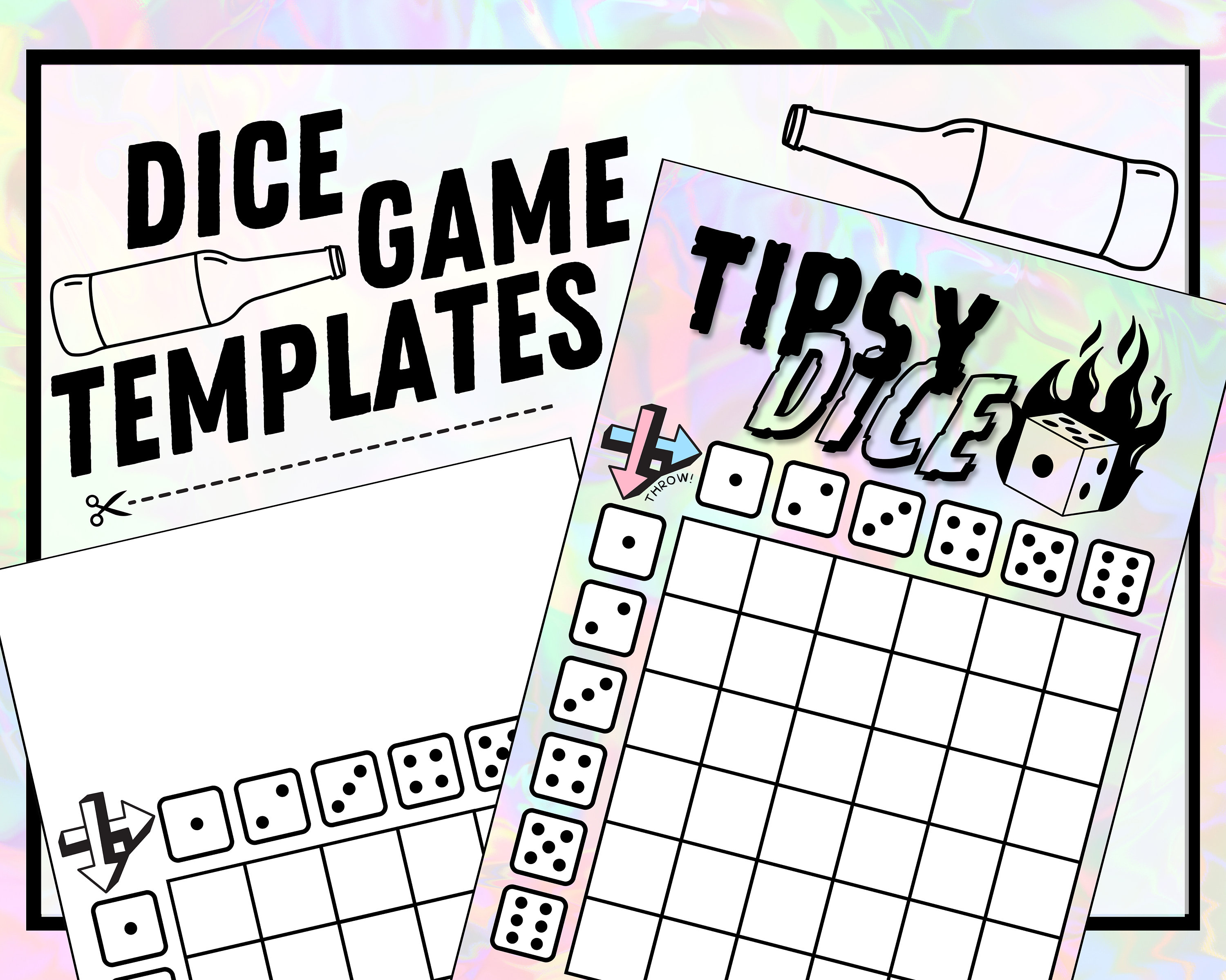 Dice Game Templates, 2 Drinking Game Planners for Adults, Group Party ...