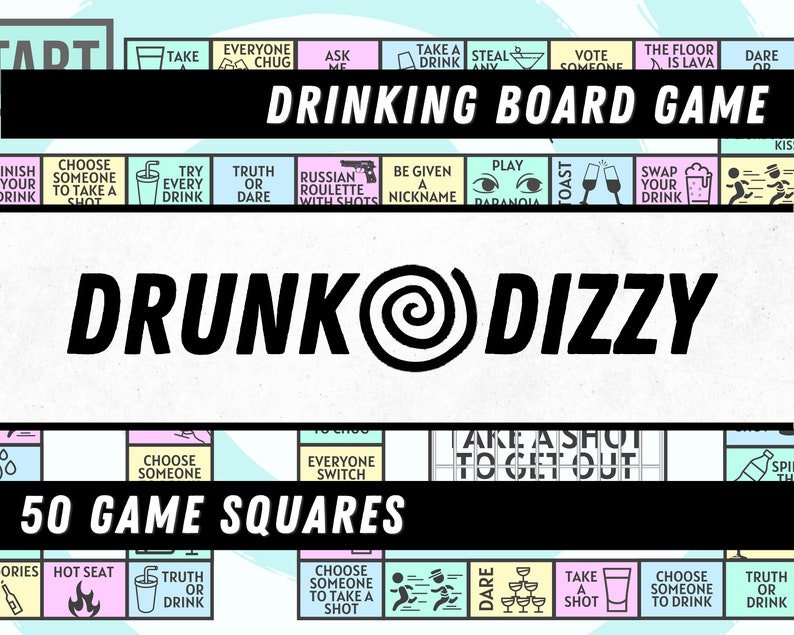 Drunk and Dizzy Drinking Board Game: Adult Party Game (printable ...