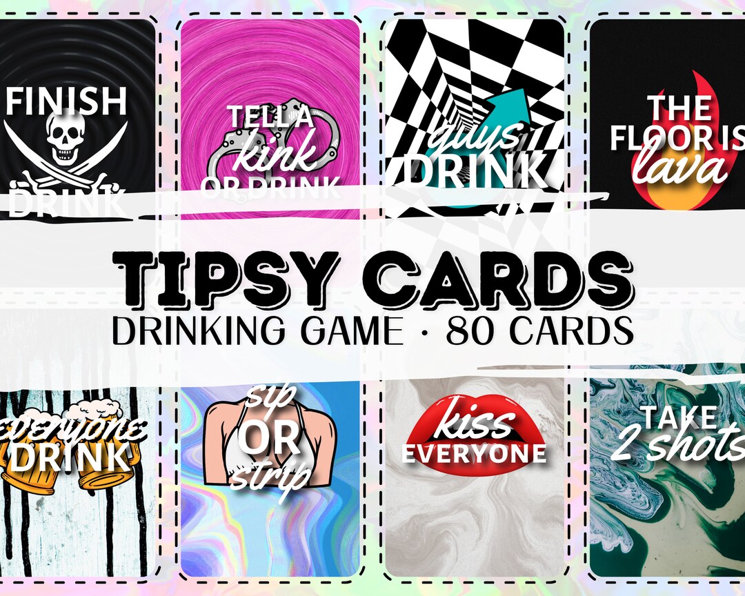 Tipsy Cards Drinking Game for Adults, Group Party Game Printable ...