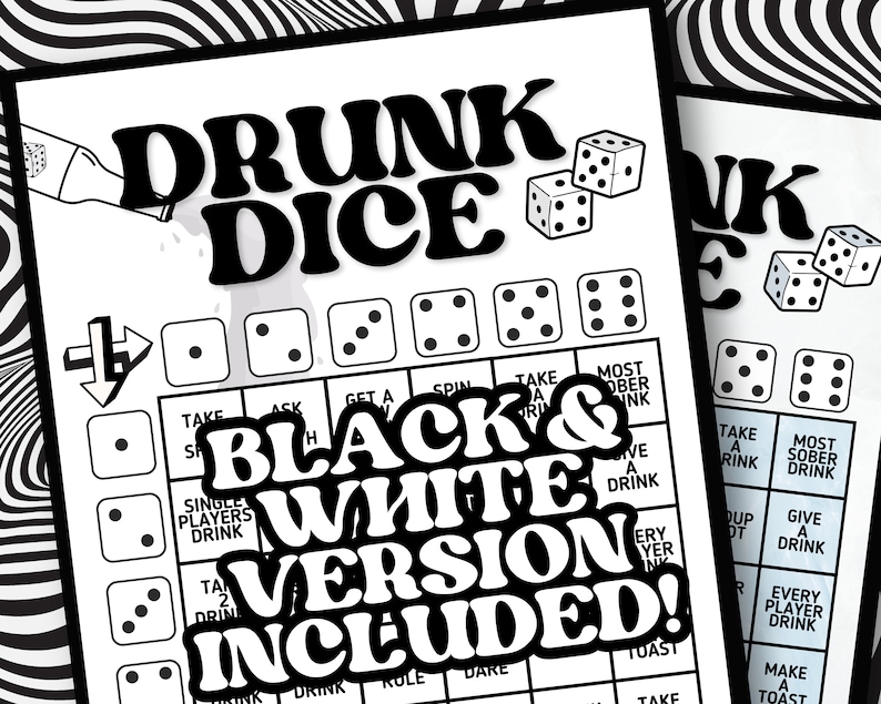 Drunk Dice Drinking Game: Group Party Game Fun for Adults (printable ...