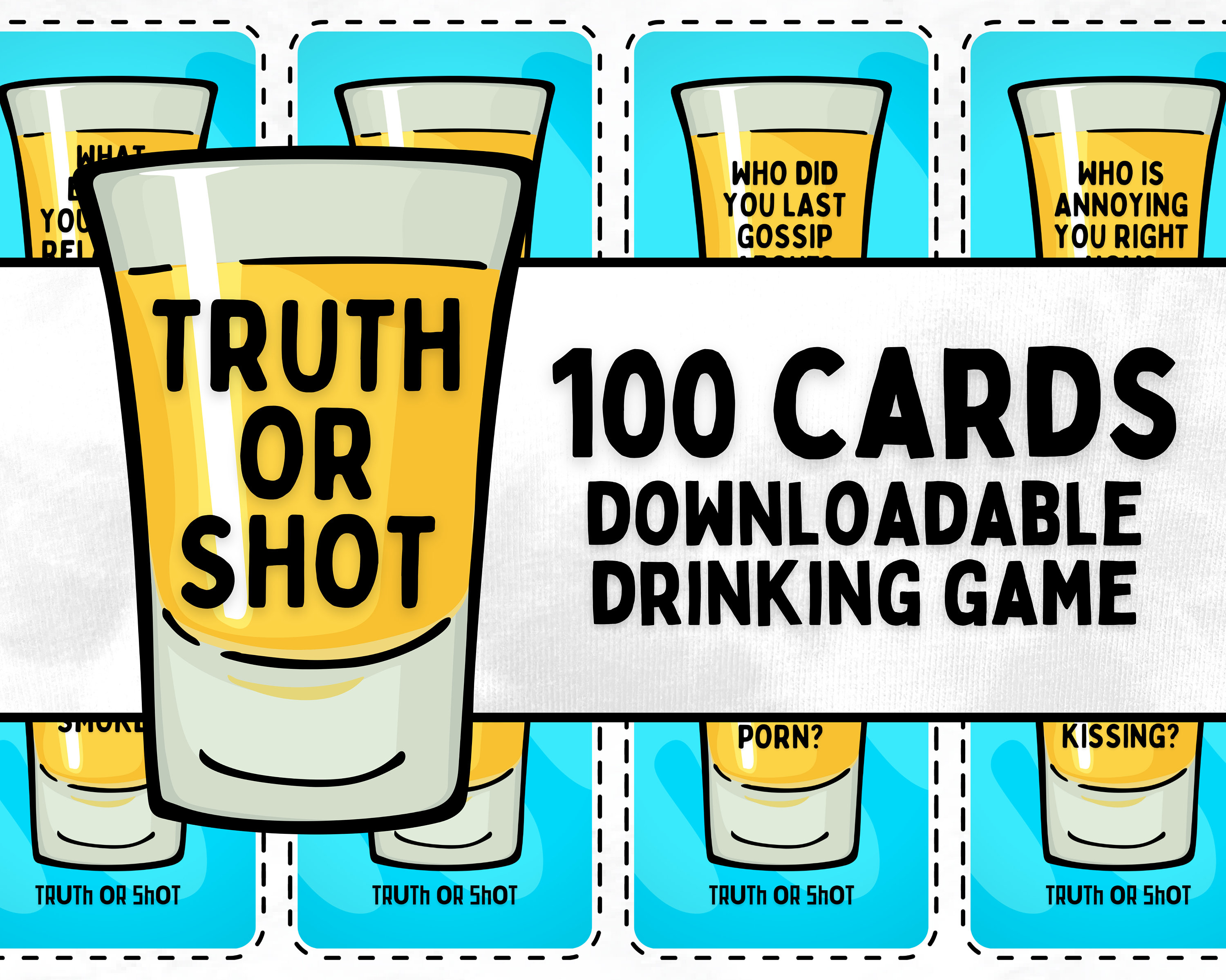 Truth or Shot Drinking Game: 100 Party Cards (digital Download) - Etsy