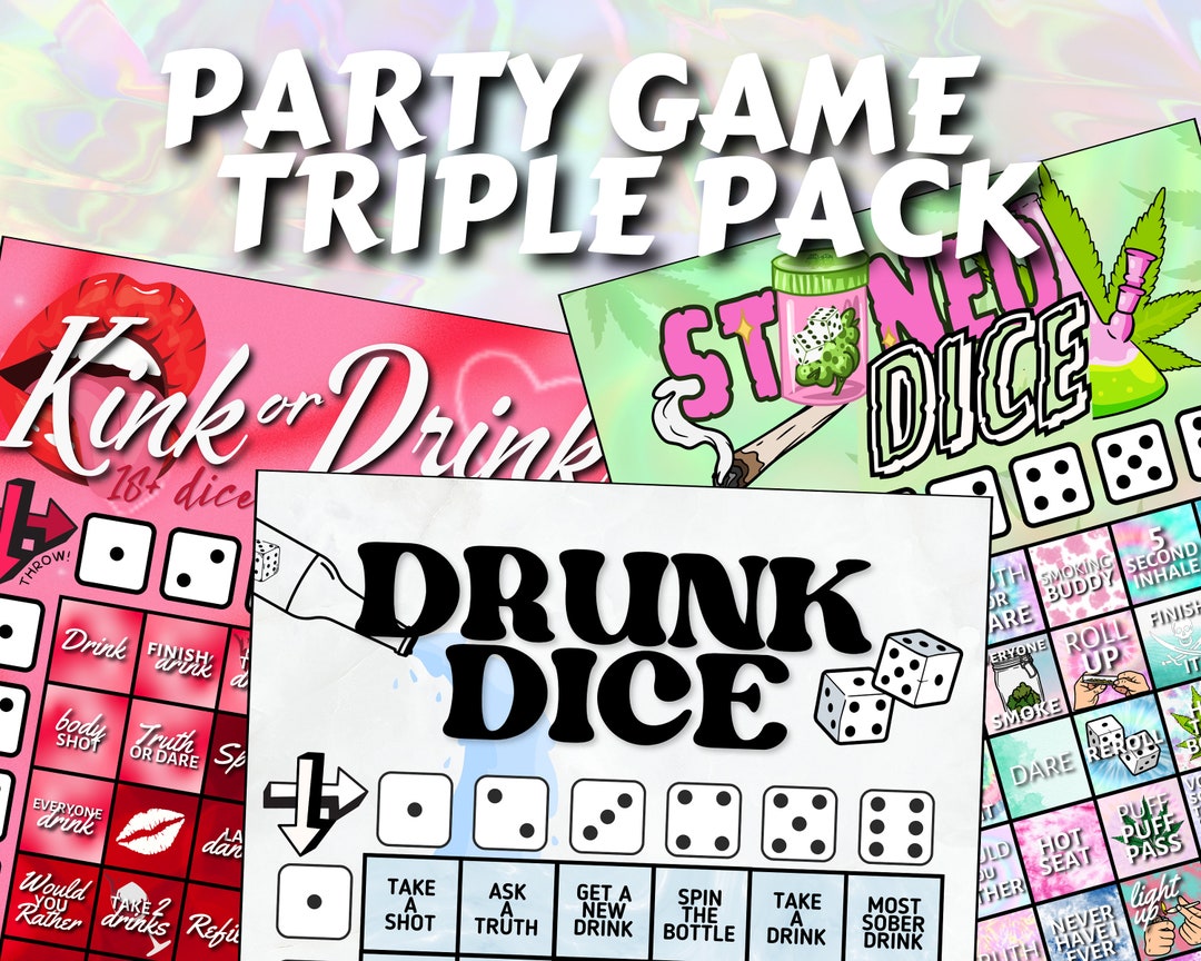Dice Party Game Pack, 3 Drinking and Smoking Games for Adults, Group ...