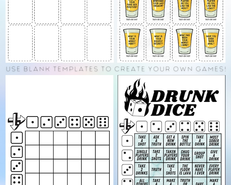 DIY Card & Dice Game Templates: Create Your Own Party Games (printable ...