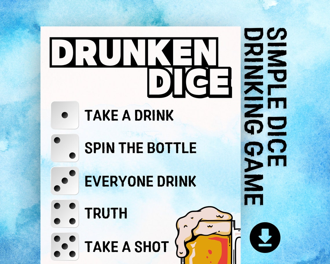 Drunken Dice Drinking Game for Adults, Group Party Game Printable ...