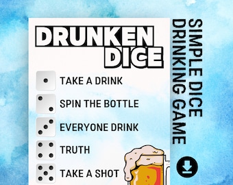 Tipsy Dice Drinking Game for Adults, Group Party Game Printable ...