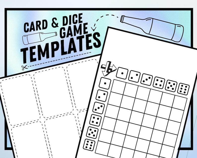 Card Game & Dice Game Templates, 2 Game Planners for Adults, Group ...
