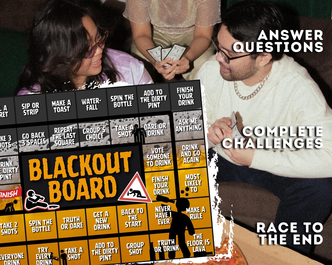Blackout Board Drinking Game for Adults, Group Party Game Printable ...
