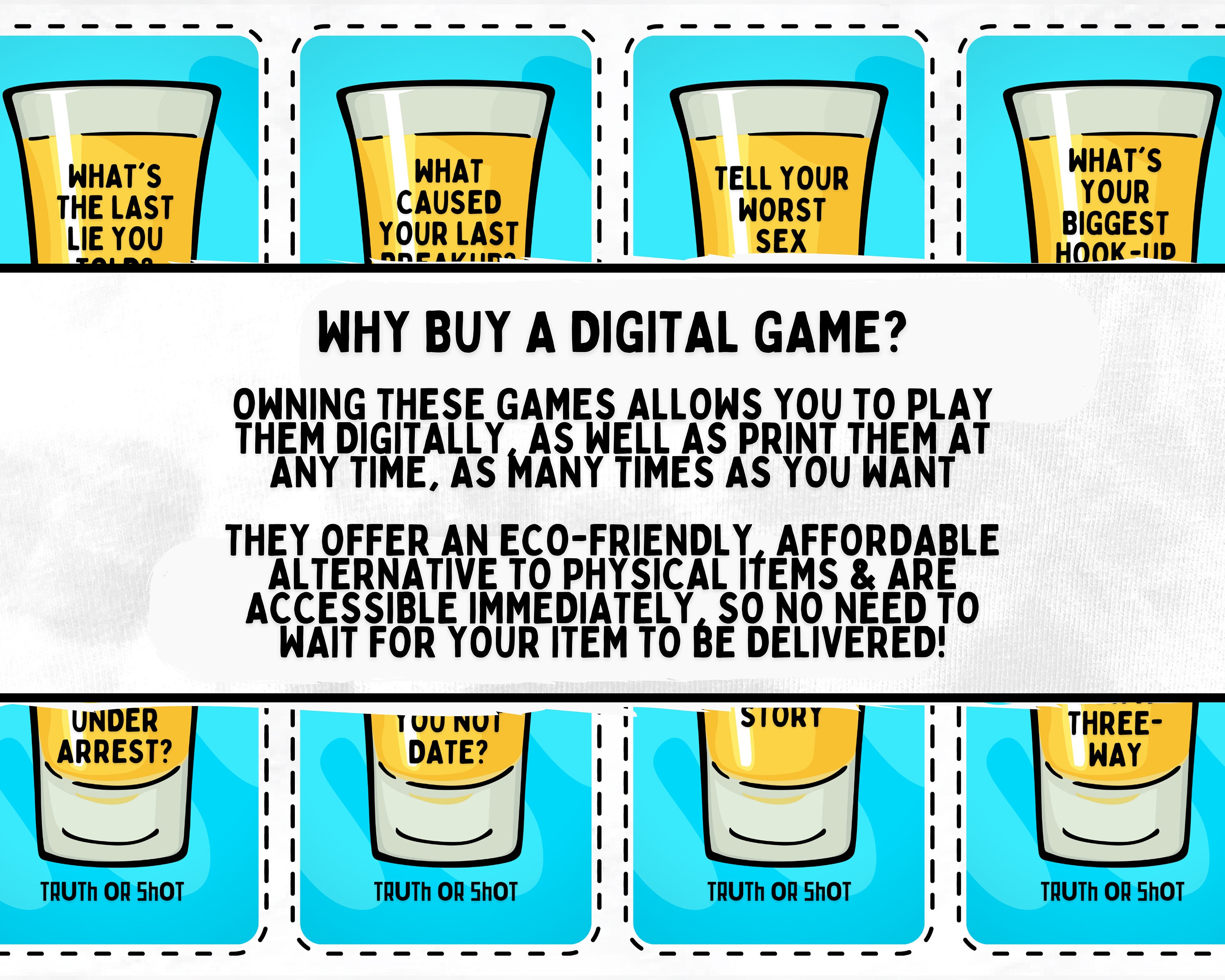 Truth or Shot Drinking Game: 100 Party Cards (digital Download) - Etsy