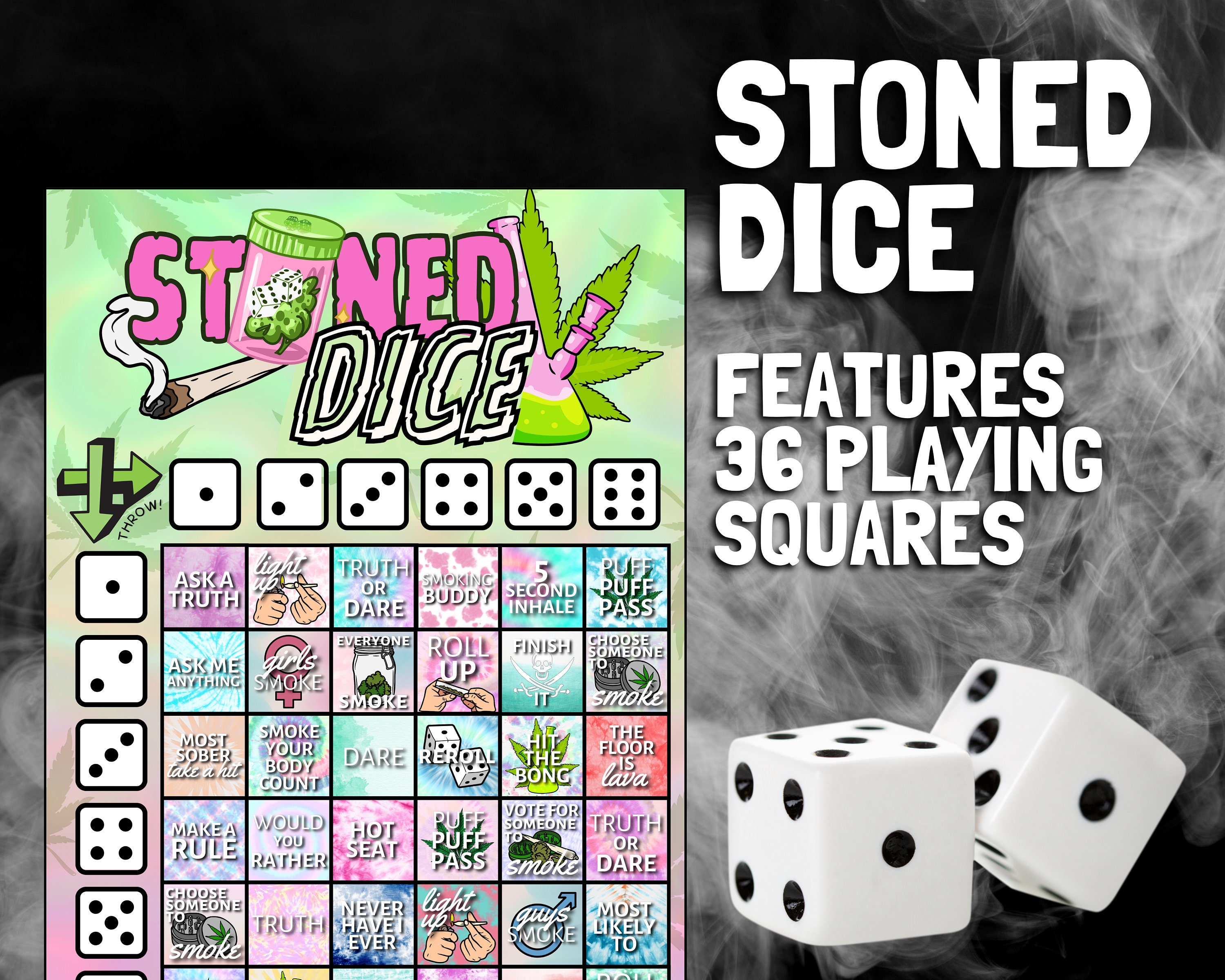 Stoner Party Game Pack, 3 Smoking Games for Adults, Group Party Game ...