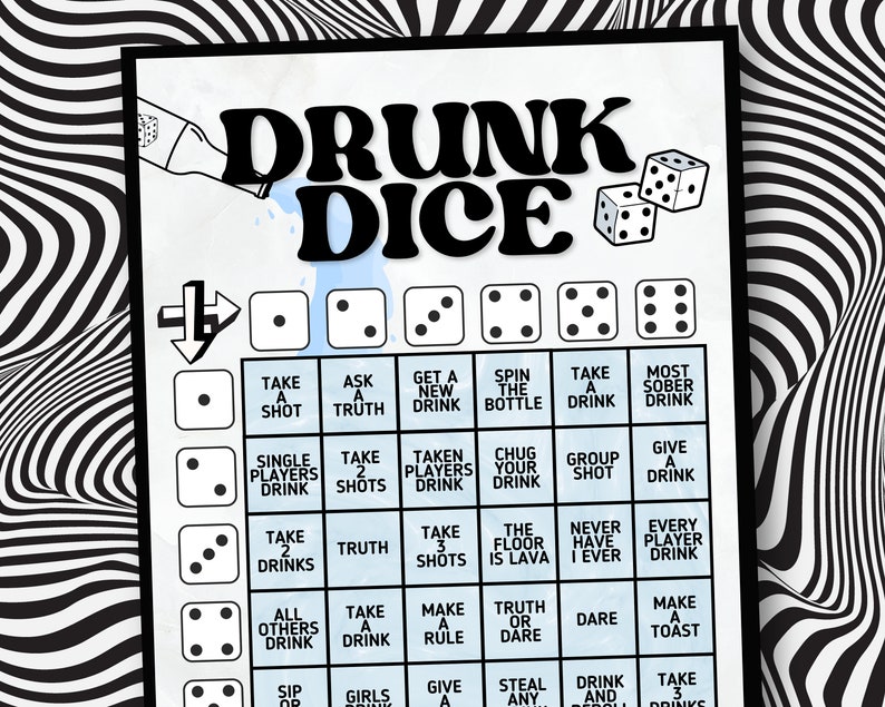 Drunk Dice Drinking Game for Adults, Group Party Game Printable ...