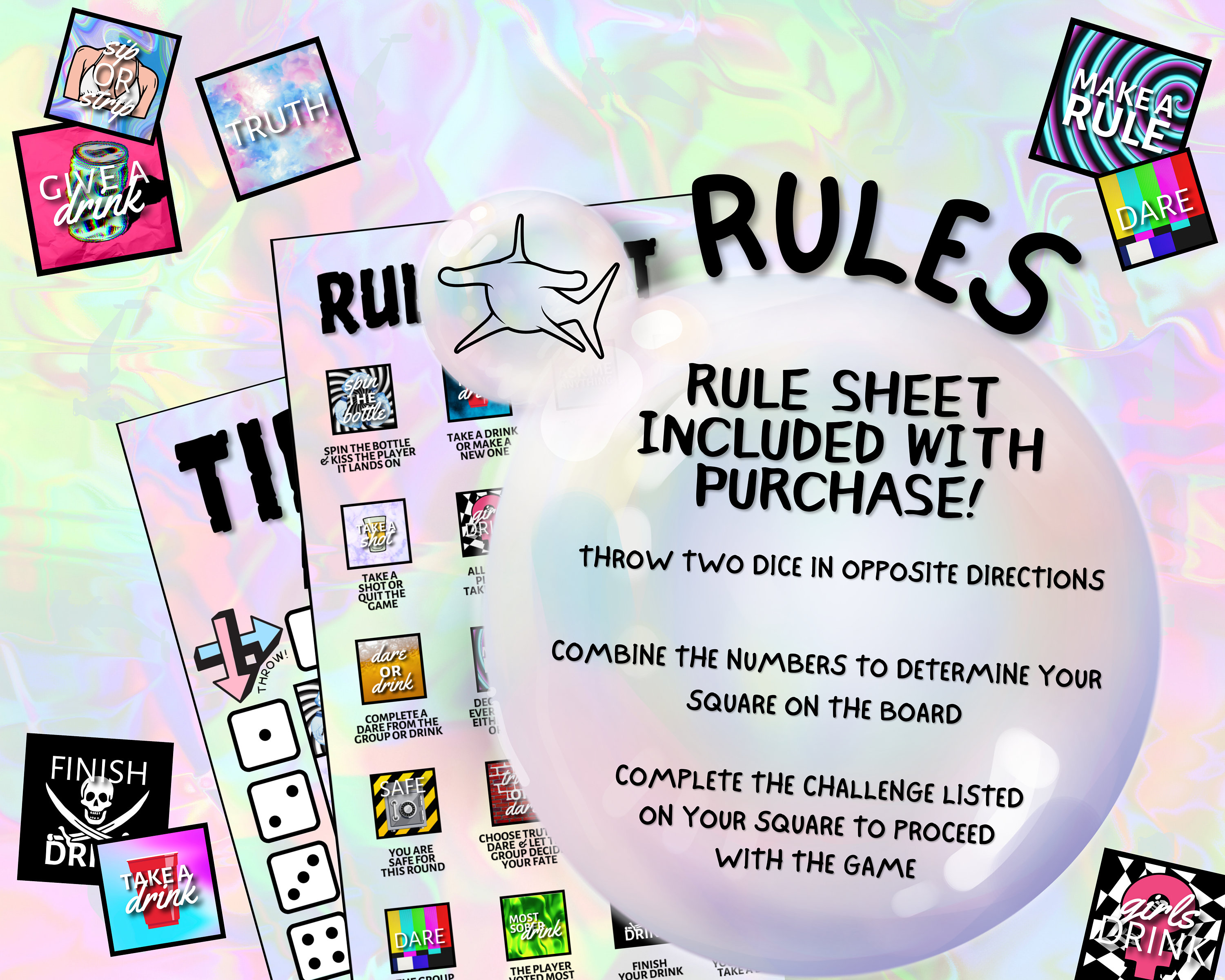 Tipsy Dice Drinking Game for Adults, Group Party Game Printable ...