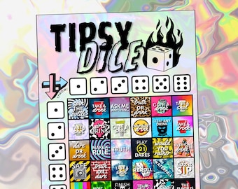 Tipsy Dice Drinking Game for Adults, Group Party Game Printable ...