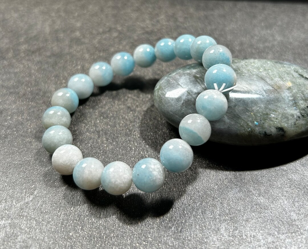 Natural Half White Half Light Blue Trolleite Bracelet - Etsy
