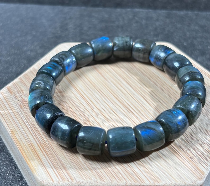 Natural Blue Flash Labradorite Randel Shape Bracelet - Etsy