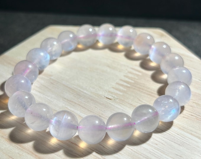 Natural Light Pink Blue Flash Moonstone Bracelet - Etsy