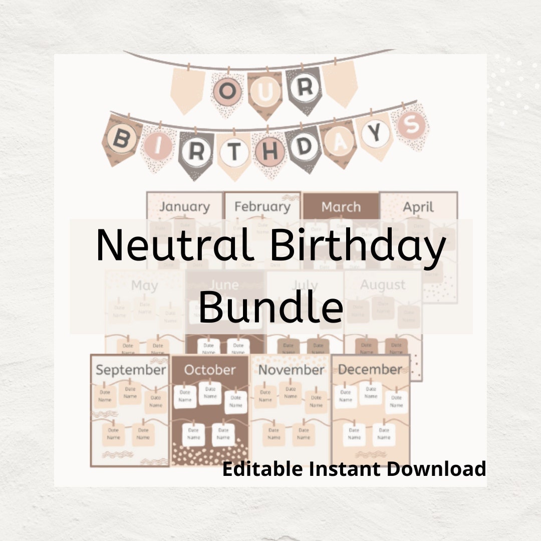 Neutral Birthday Bundle // EDITABLE DOWNLOAD - Etsy Australia