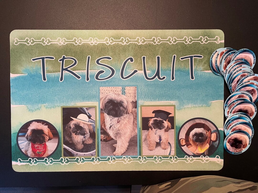 Personalized Dog or Cat Bowl Dinner Mat, Dye Sublimated Pet Photo Dish ...