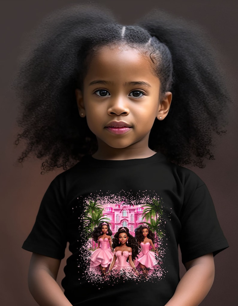 Youth Pink Baby Doll T-shirt for Girl Black Princess Shirt for Daughter ...