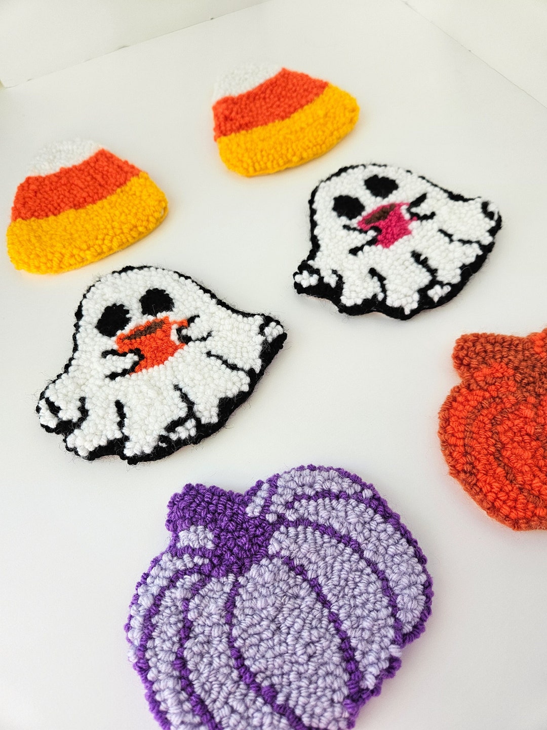 Halloween Mug Rugs / Fall Themed Home Decor/ Coasters / Tufted Needle ...