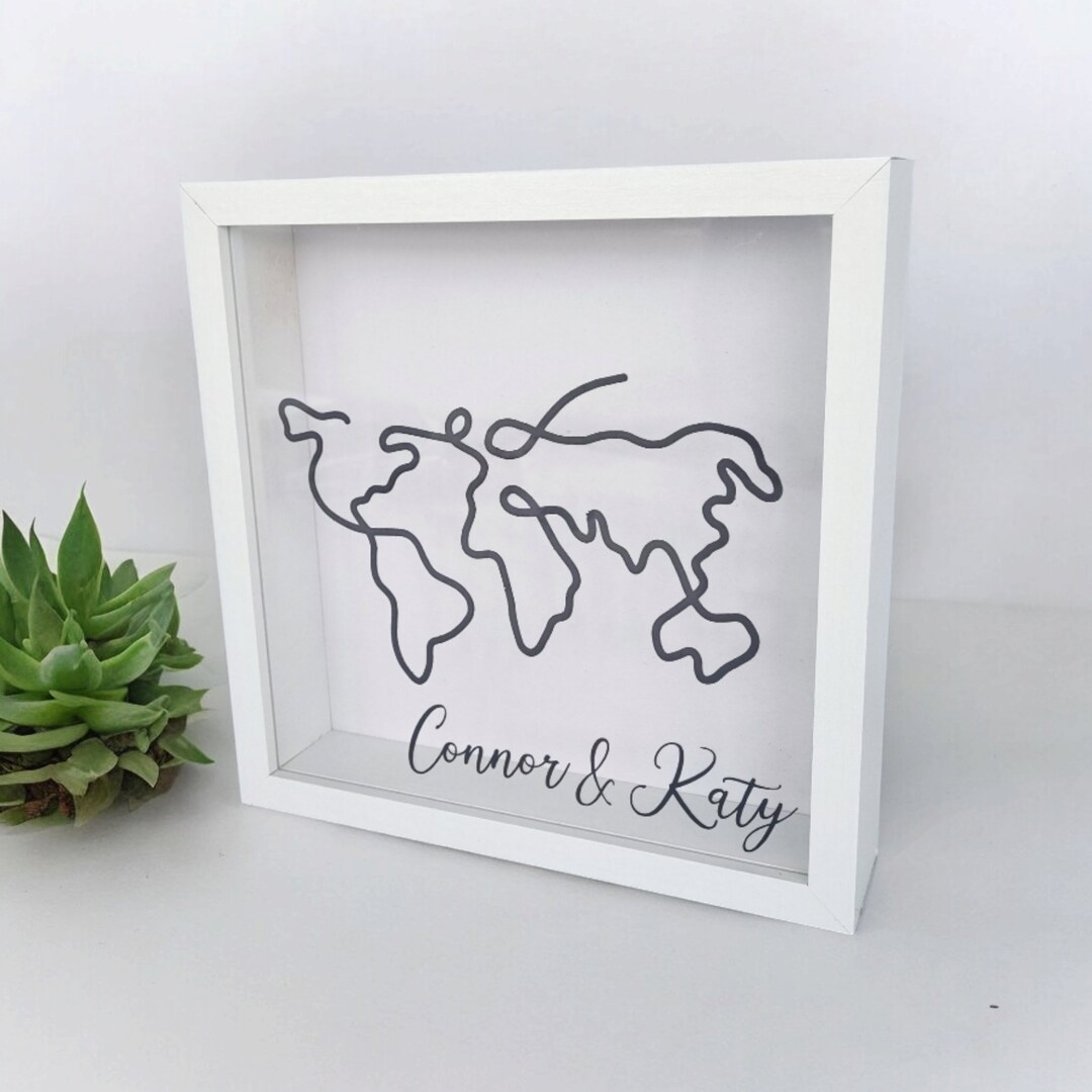 Adventures World Map Photo Frame Souvenirs Couple Travel - Etsy